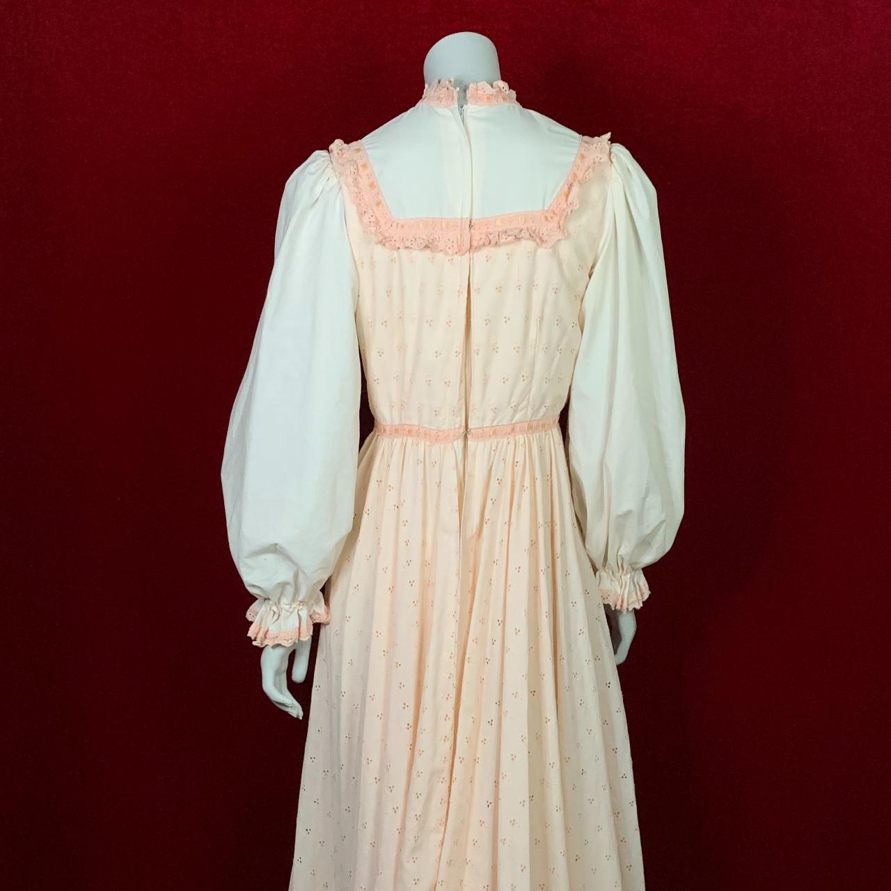 Vintage Peach Prairie Dress / Broderie Anglaise /... - Depop