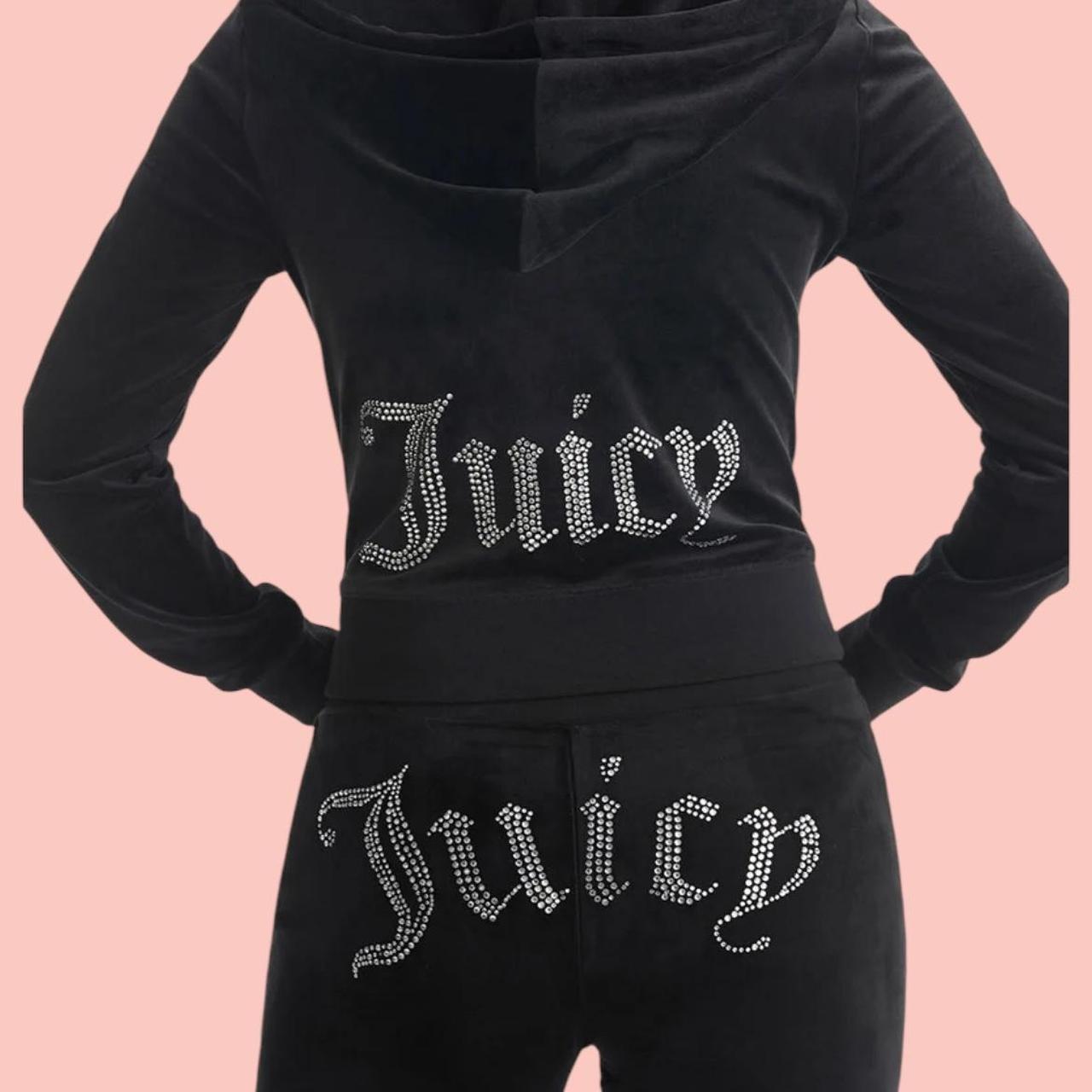 Juicy Couture black velour tracksuit set #y2kfashion... - Depop