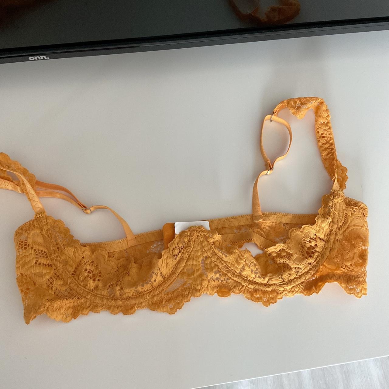 Beautiful yellow lace half cup lingerie bra! Never... - Depop