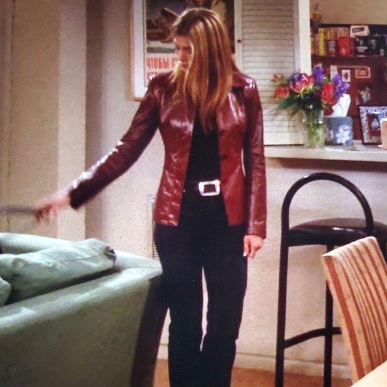vintage leather jacket 🤍literally so rachel green... - Depop