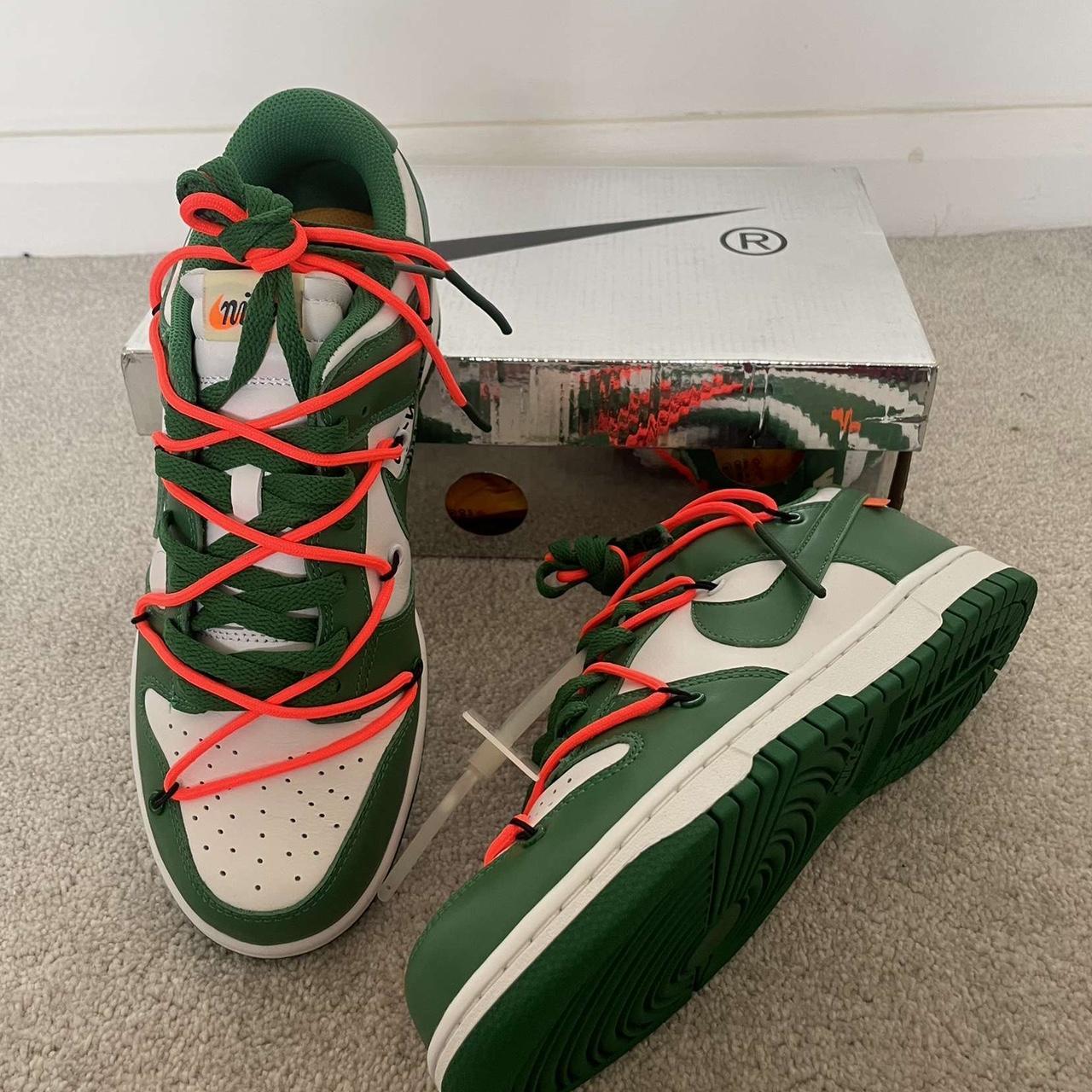 Authentic Nike dunk x Offwhite pine green Dunks - Depop