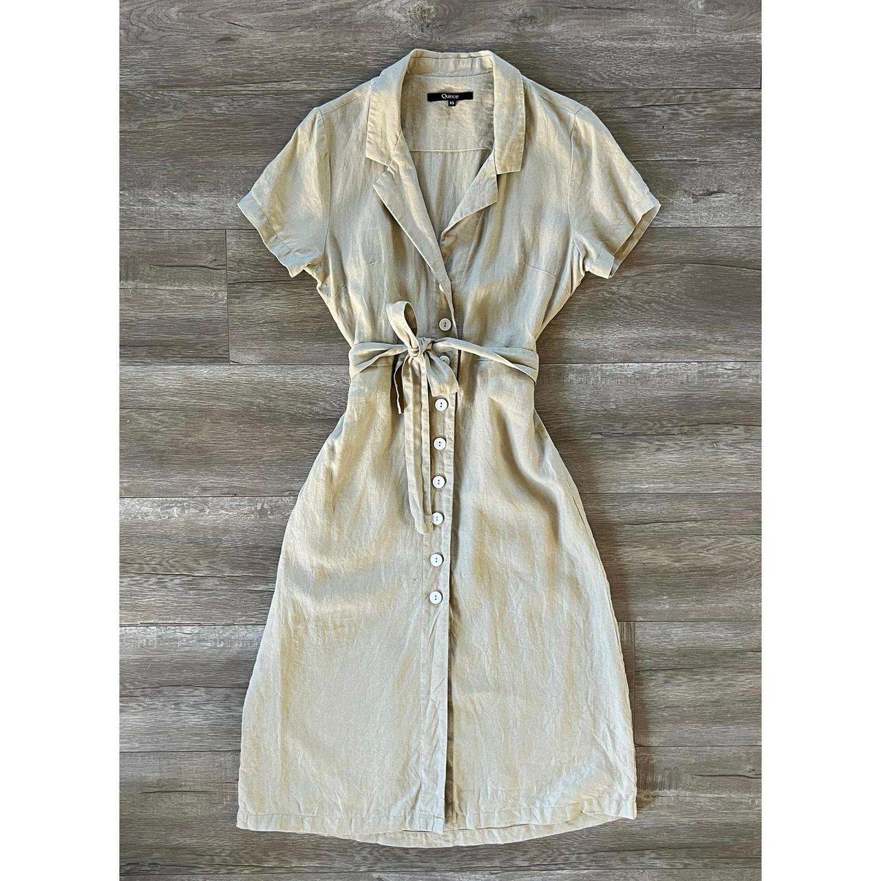 Quince 100% European Linen Button Front Dress in... - Depop