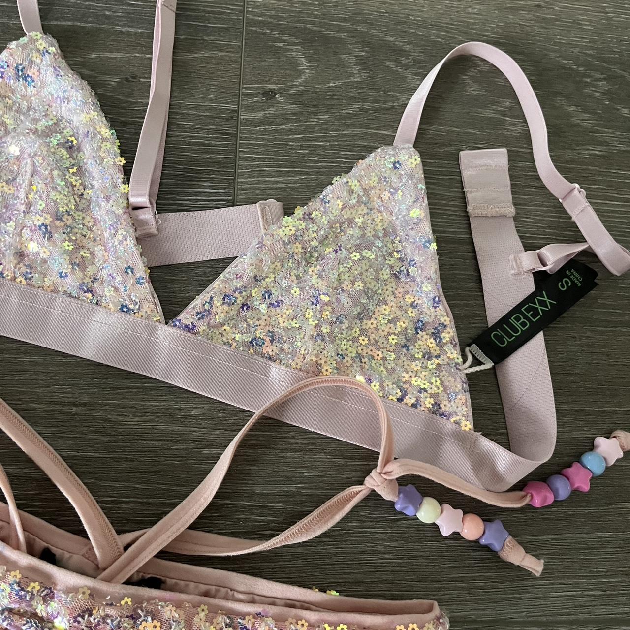 Dolls Kill Pink sequin set Club Exx S rave festival... | Depop