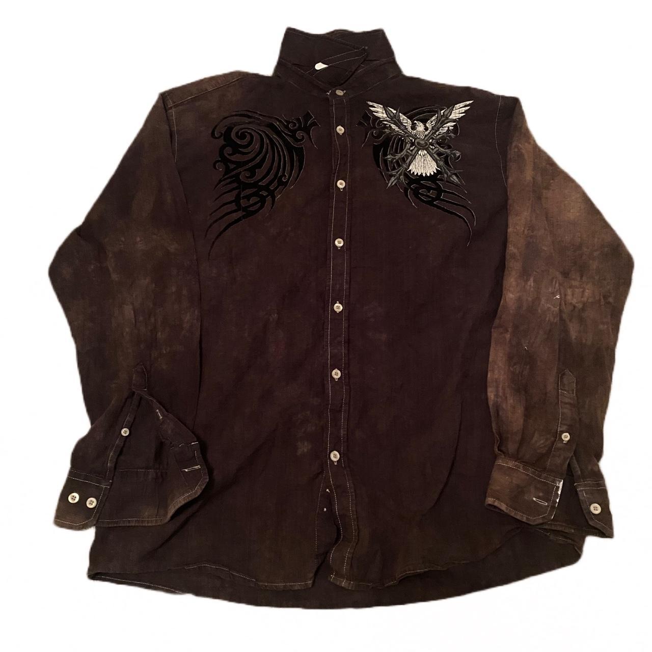 Extreme couture affliction button up polo shirt Size... - Depop