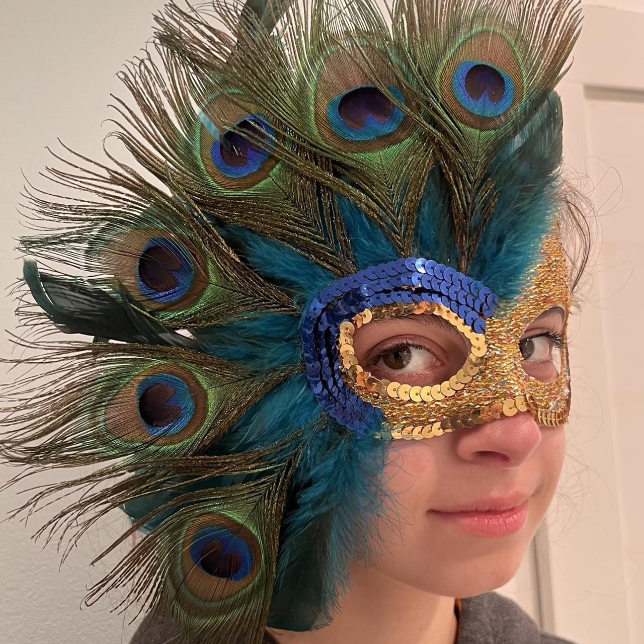 Half face Masquerade Mask for Women/Teens Peacock... | Depop