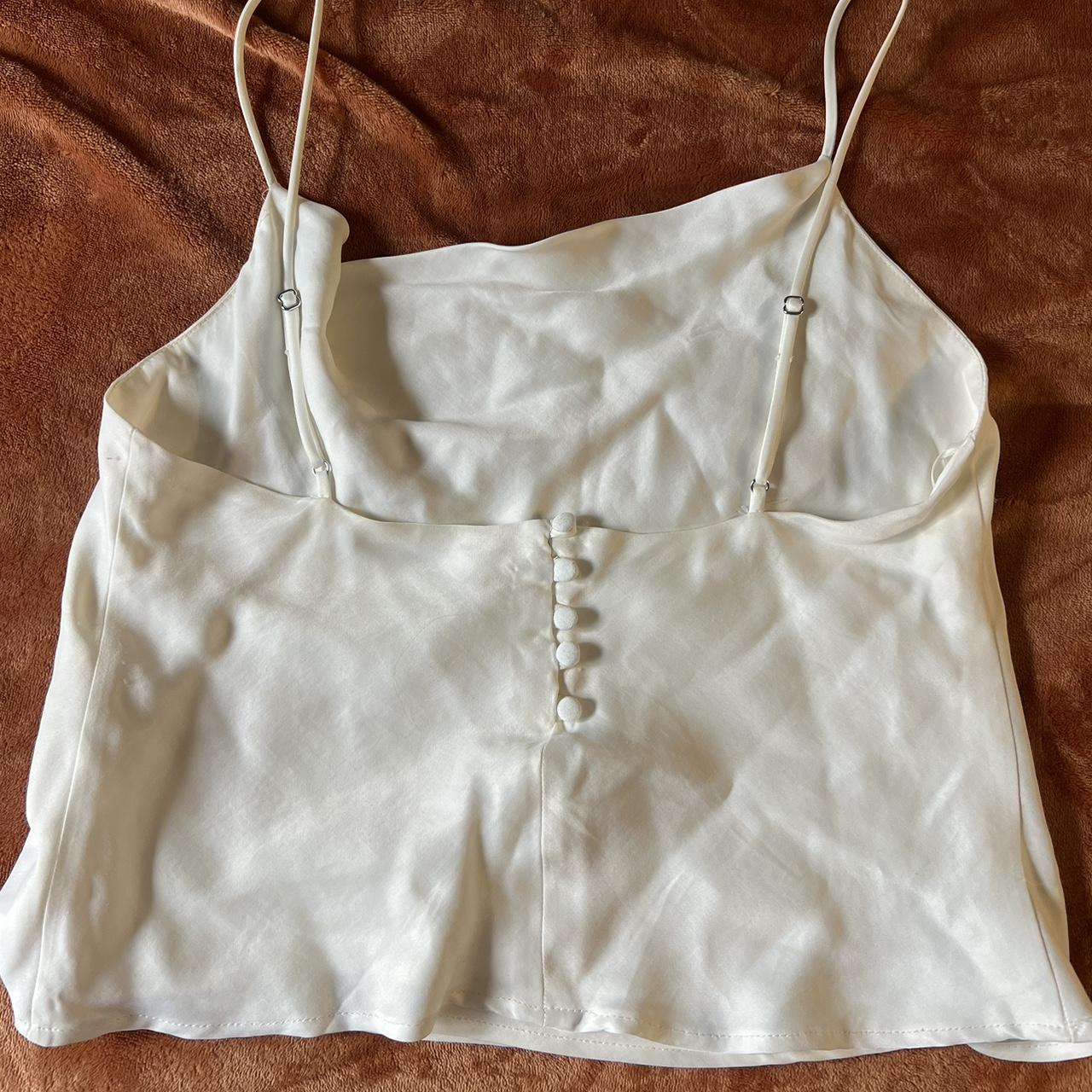 ZARA white satin droop neck top *cute basic *size... - Depop