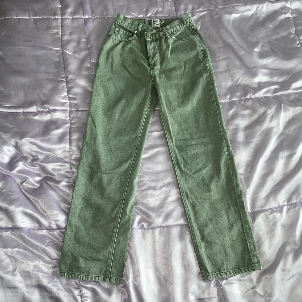princess polly jeans greenish color ☆︎︎size: 2 mid... - Depop