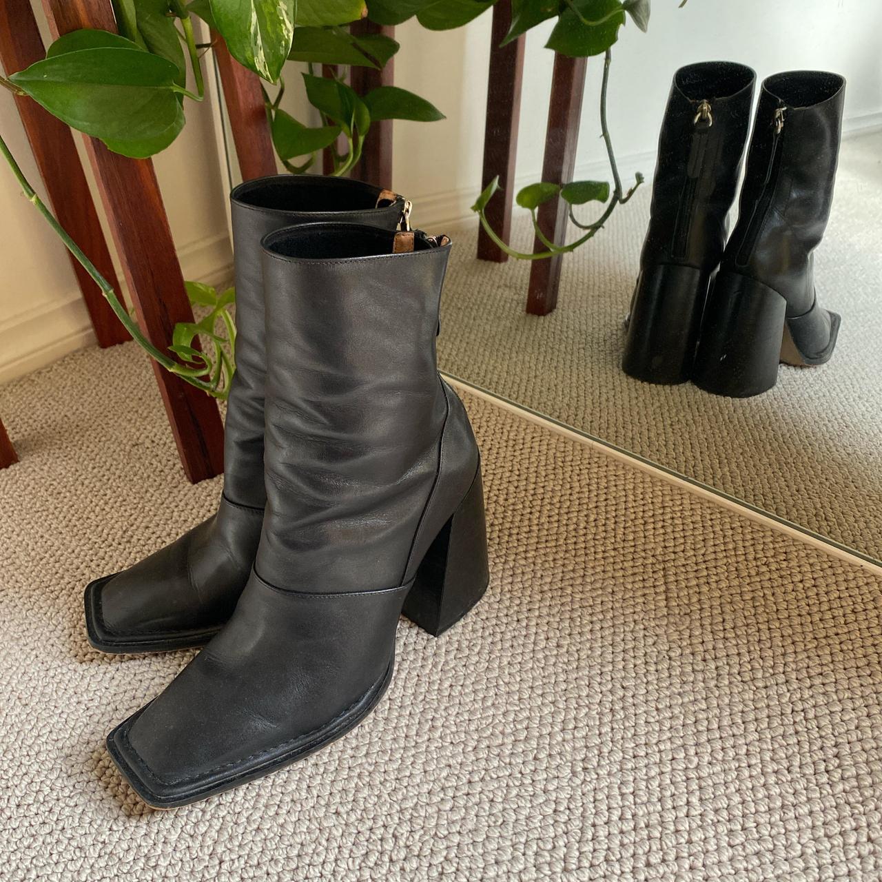 Alias Mae square toe boots with a square heel and... - Depop