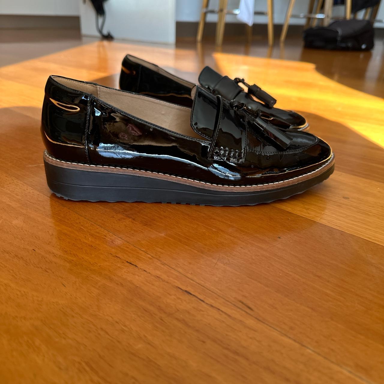 Black Patent Tassle Loafer - Airflex 10 - Depop