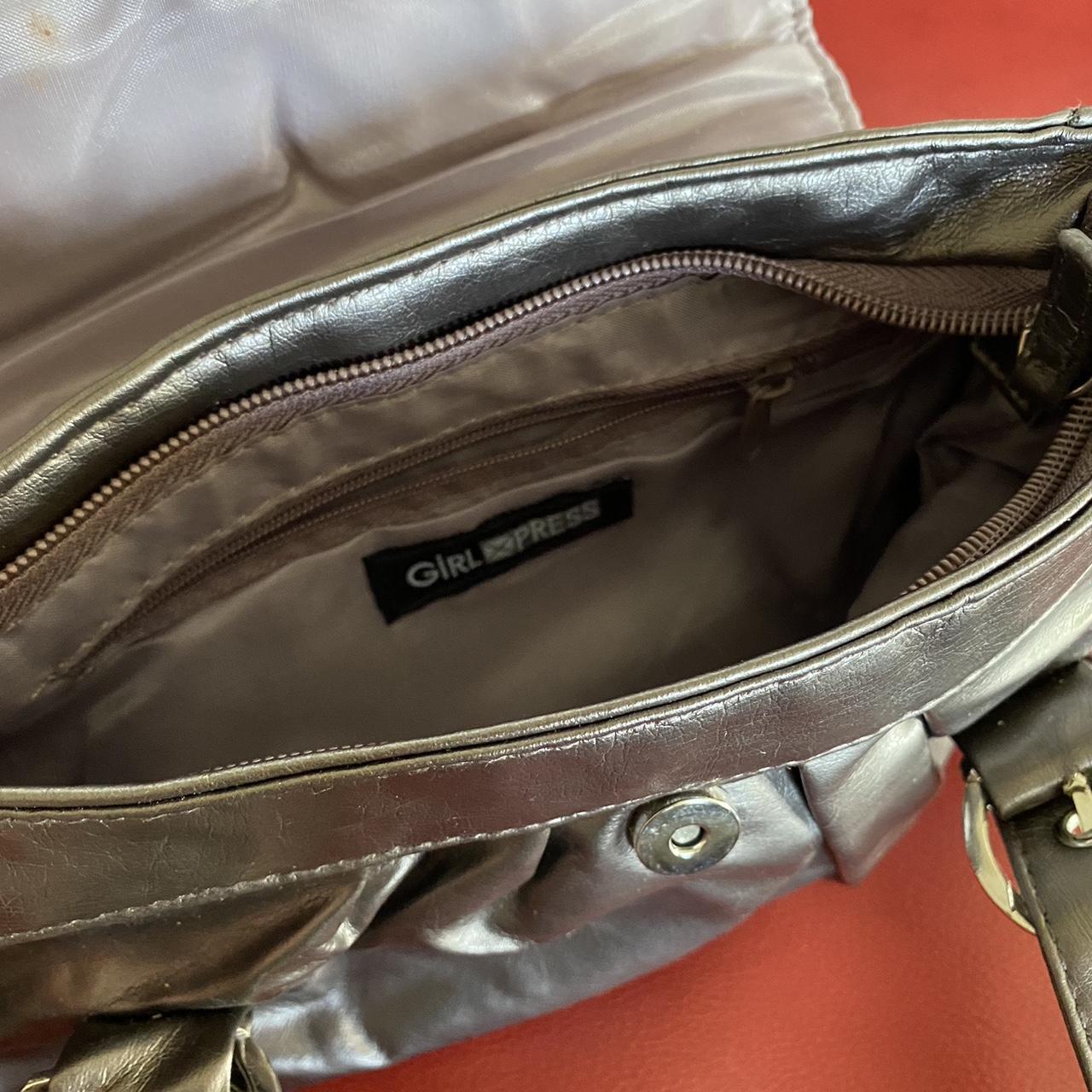 Y2k 2000s silver metallic mini shoulder bag with... - Depop