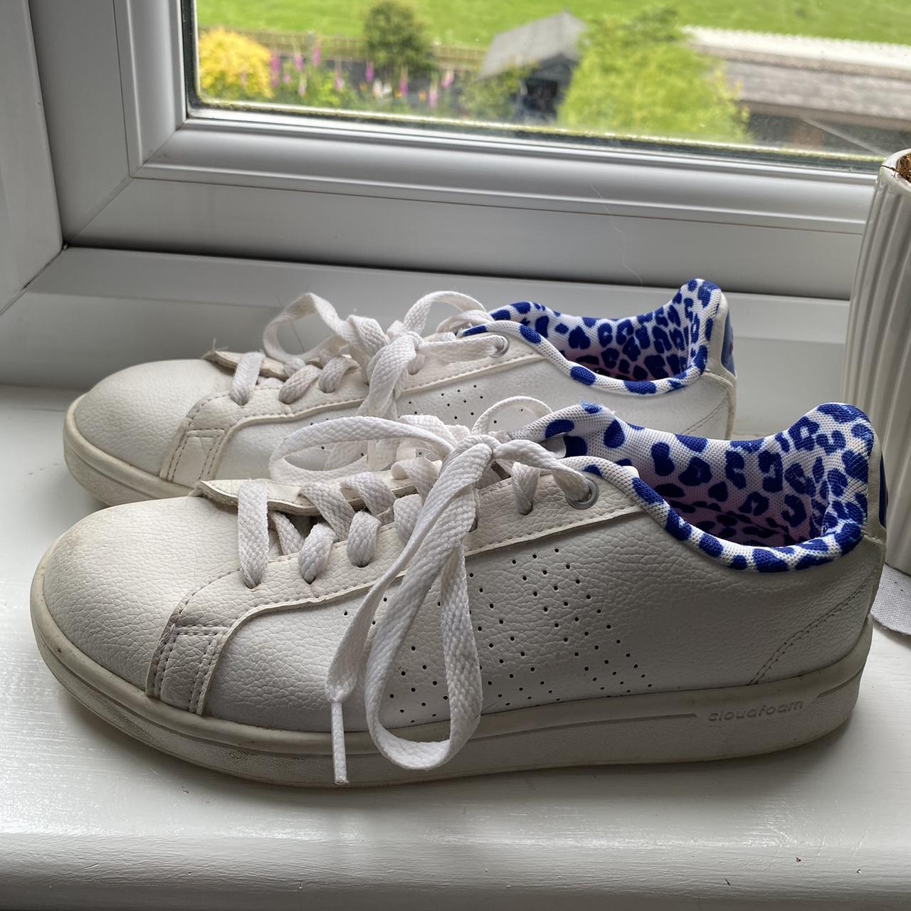 Adidas advantage neo blue leopard cloudfoam... - Depop