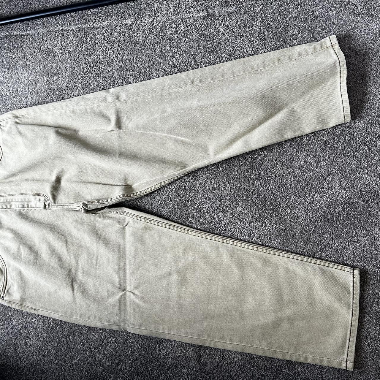 selling tan coloured baggy fit men’s jeans, size... - Depop