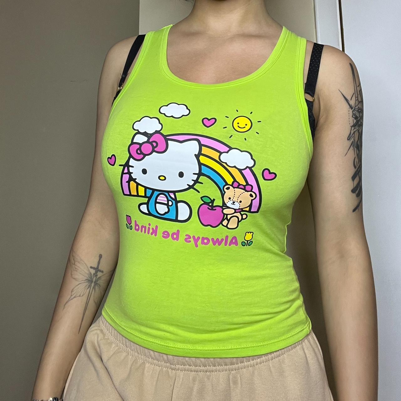 green hello kitty tank - size S never worn only tried - Depop