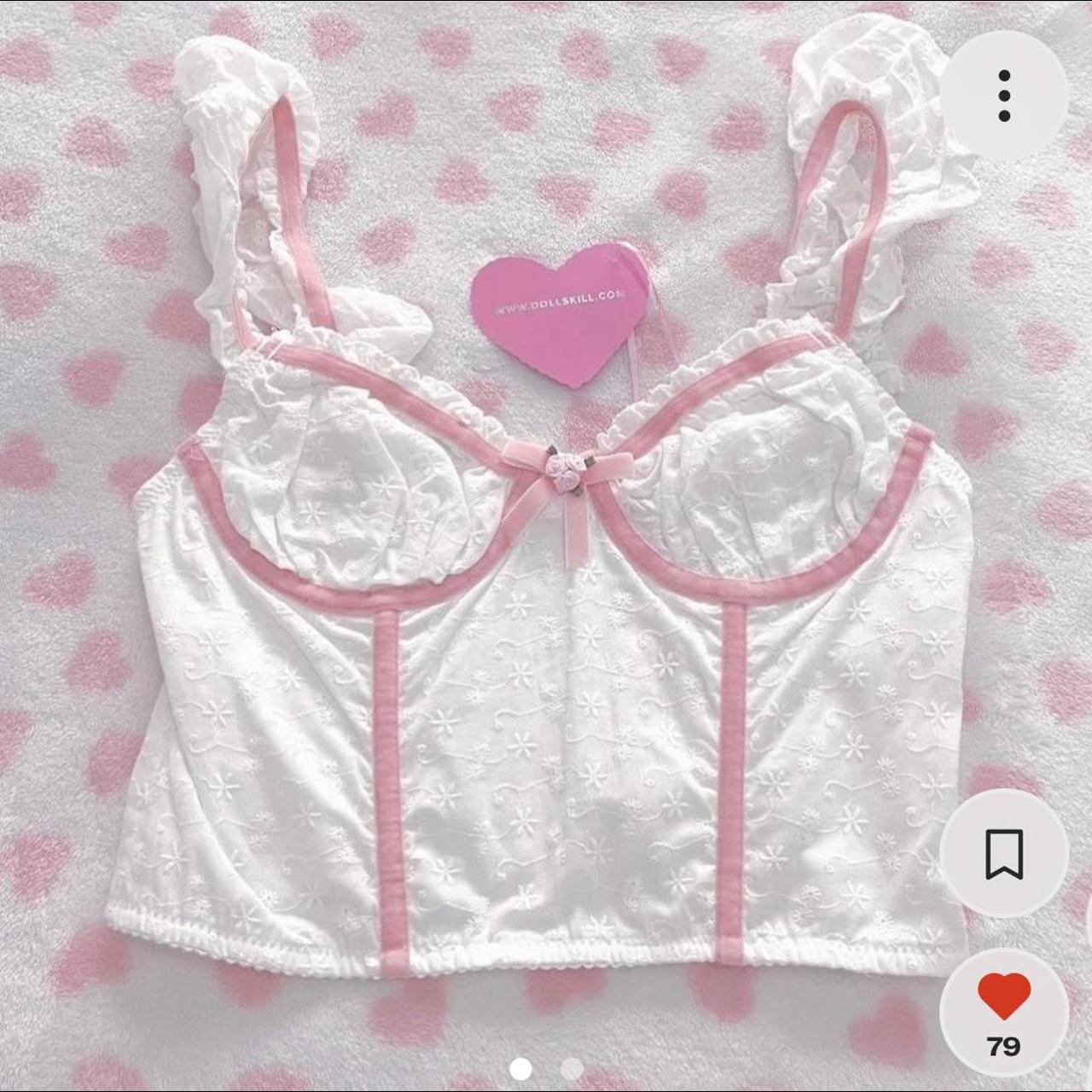 Dolls kill sugar thrills white and pink corset... - Depop