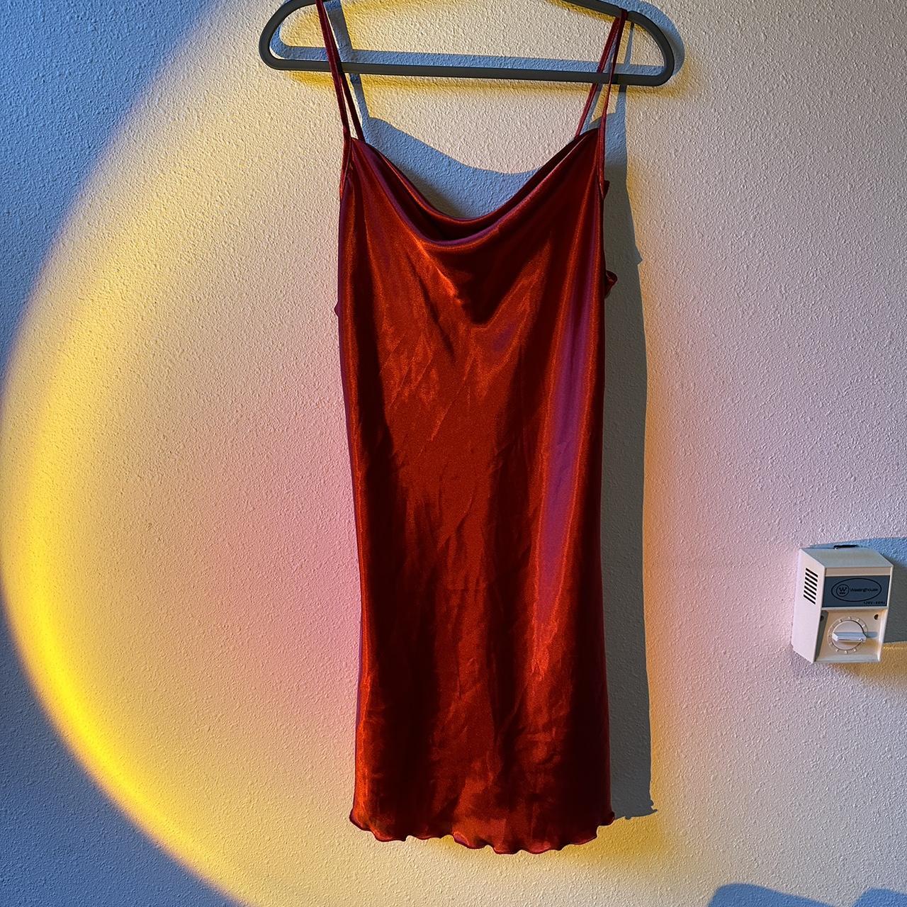 Bebe Red Satin Slip Dress - Depop