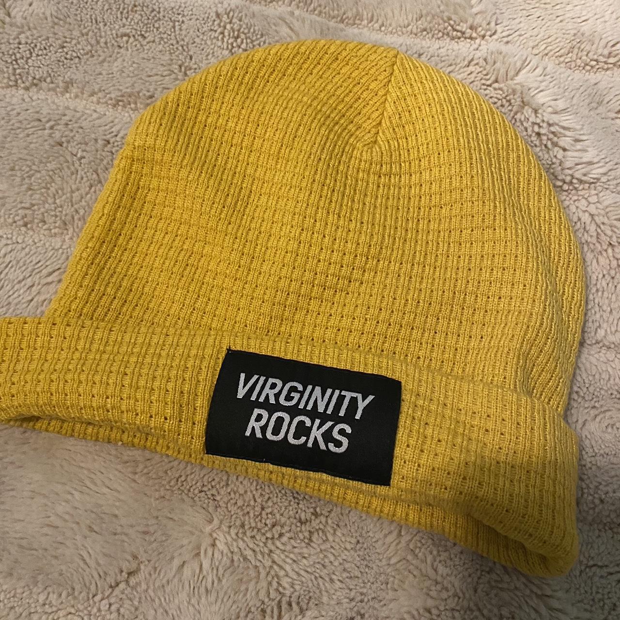 yellow virginity rocks beanie - Depop