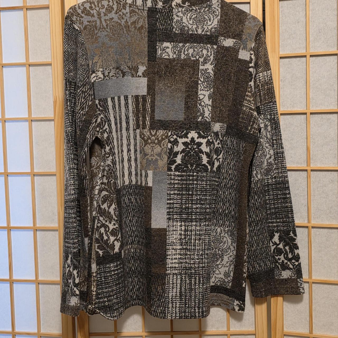 Brown and black patchwork sweater with a grunge vibe... | Depop