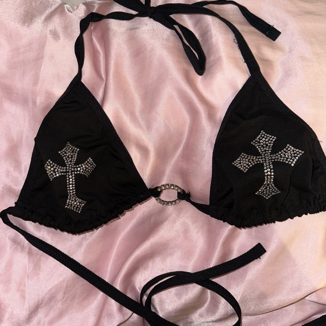POSTERGIRL cross rhinestone bikini top! Missing one... - Depop