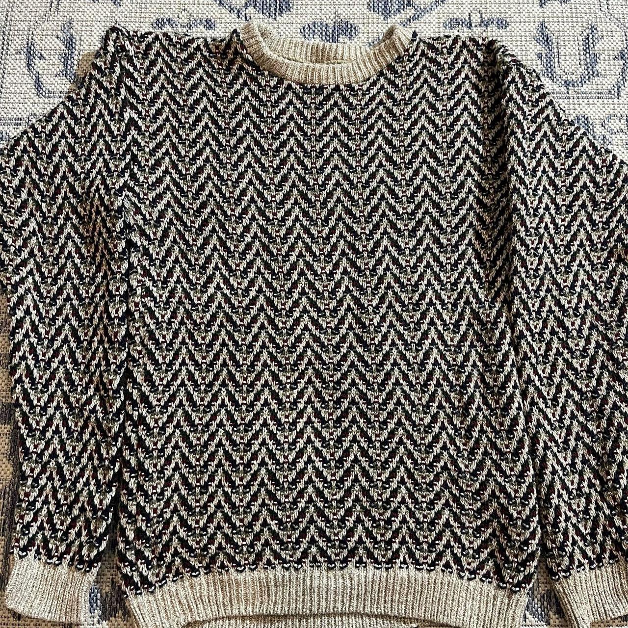 VTG 90's Multicolor Patterned Sweater Red Green Blue... - Depop