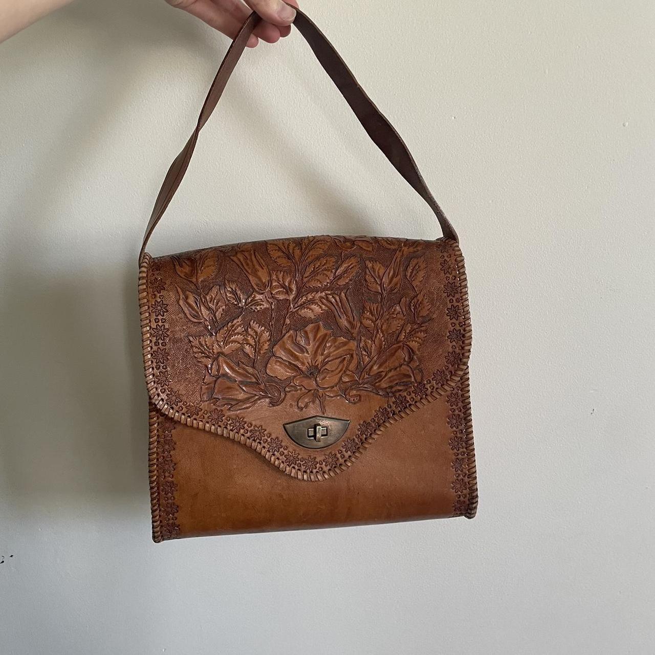 Stunning Vintage Leather Satchel Bag Gorgeous design - Depop