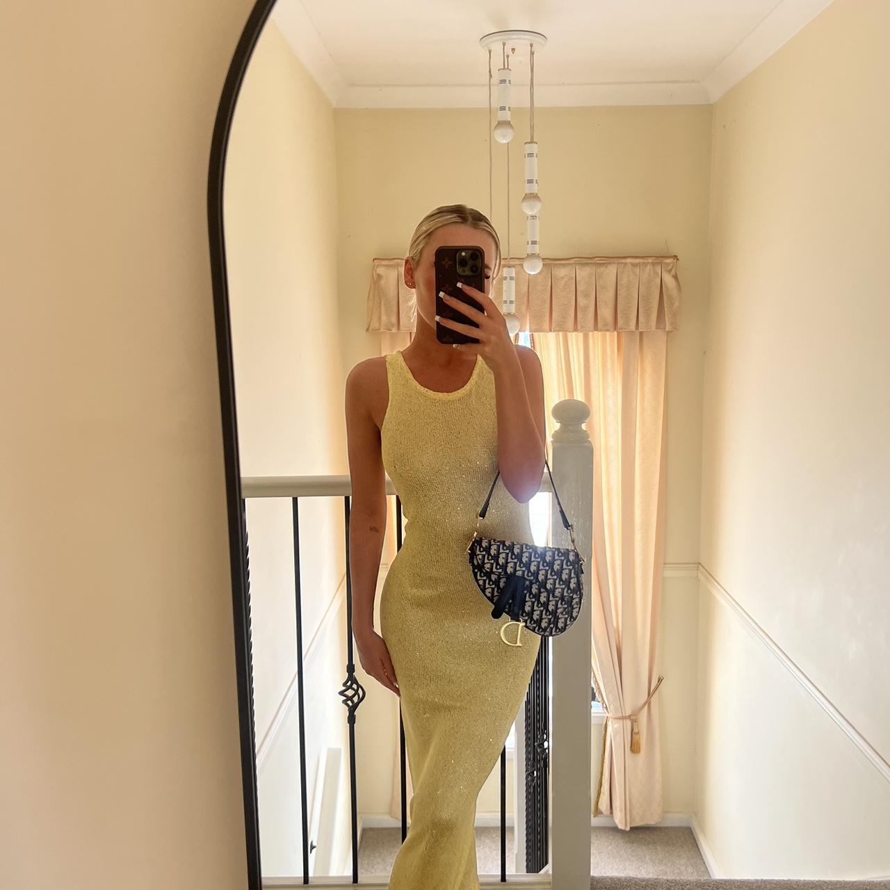 astra resort dress yellow size fits 4-6 brand new... - Depop