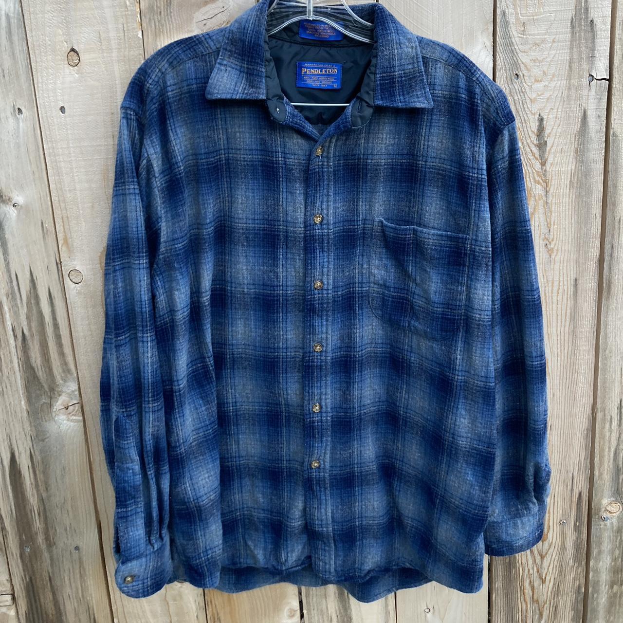 Pendleton Blue Flannel Virgin Wool machine washable... - Depop