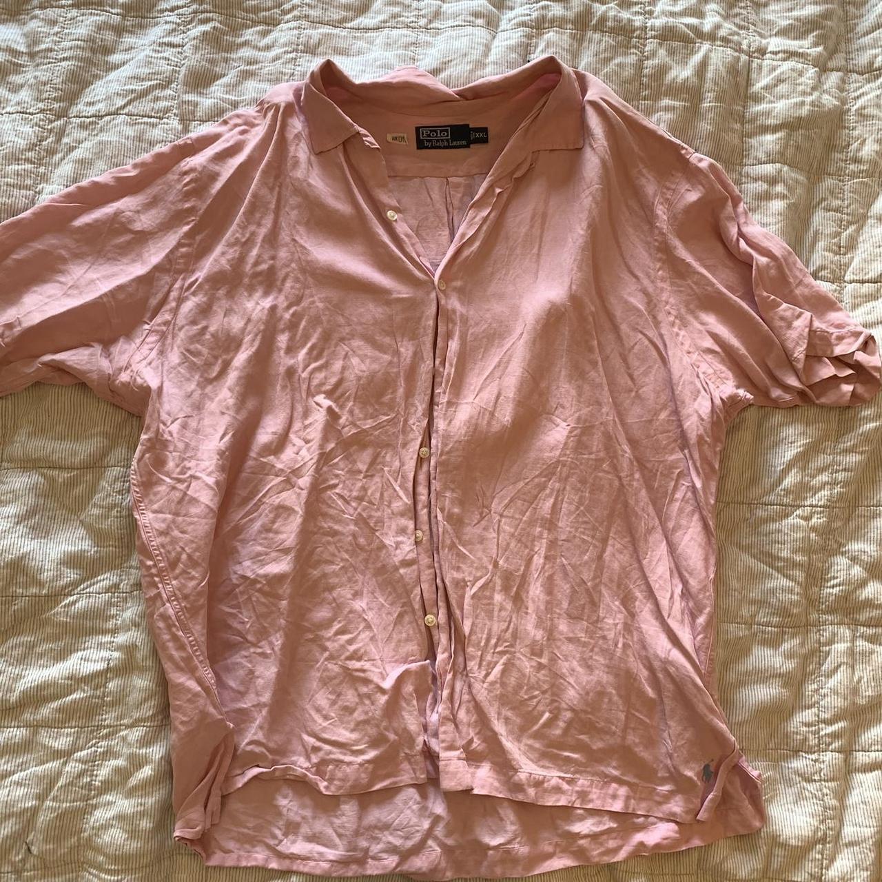 Polo Ralph Lauren pink cotton button down 🎀 size... - Depop