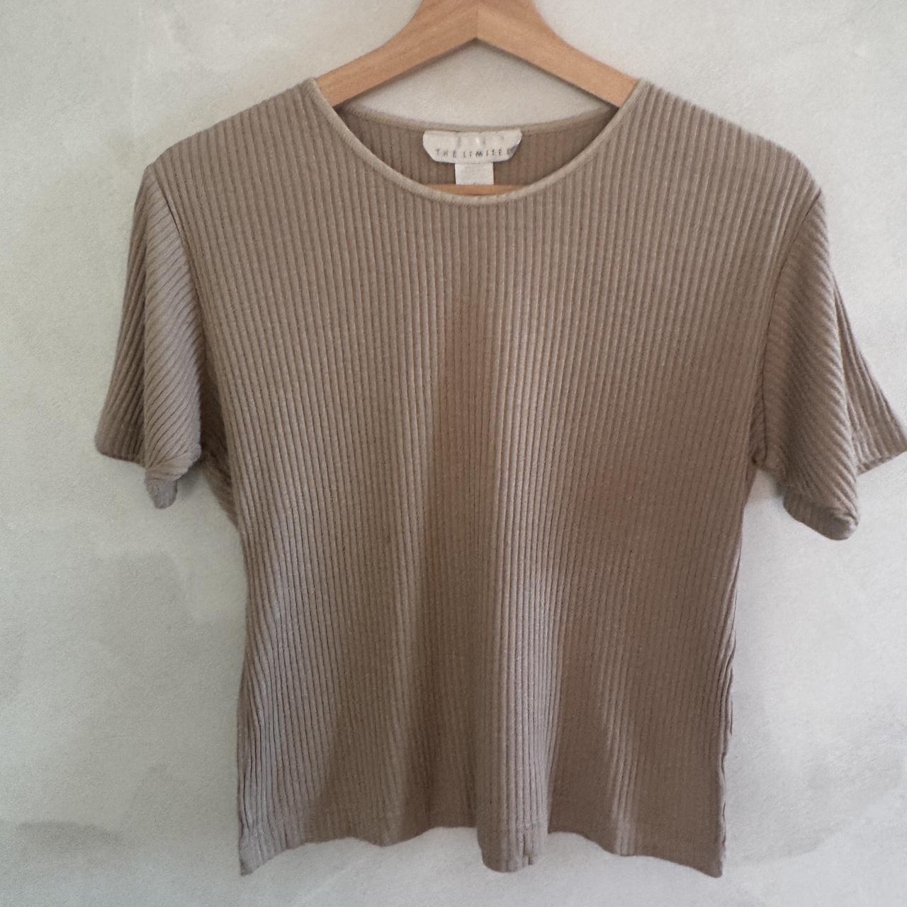 Tan ribbed short sleeve top #preppy... | Depop