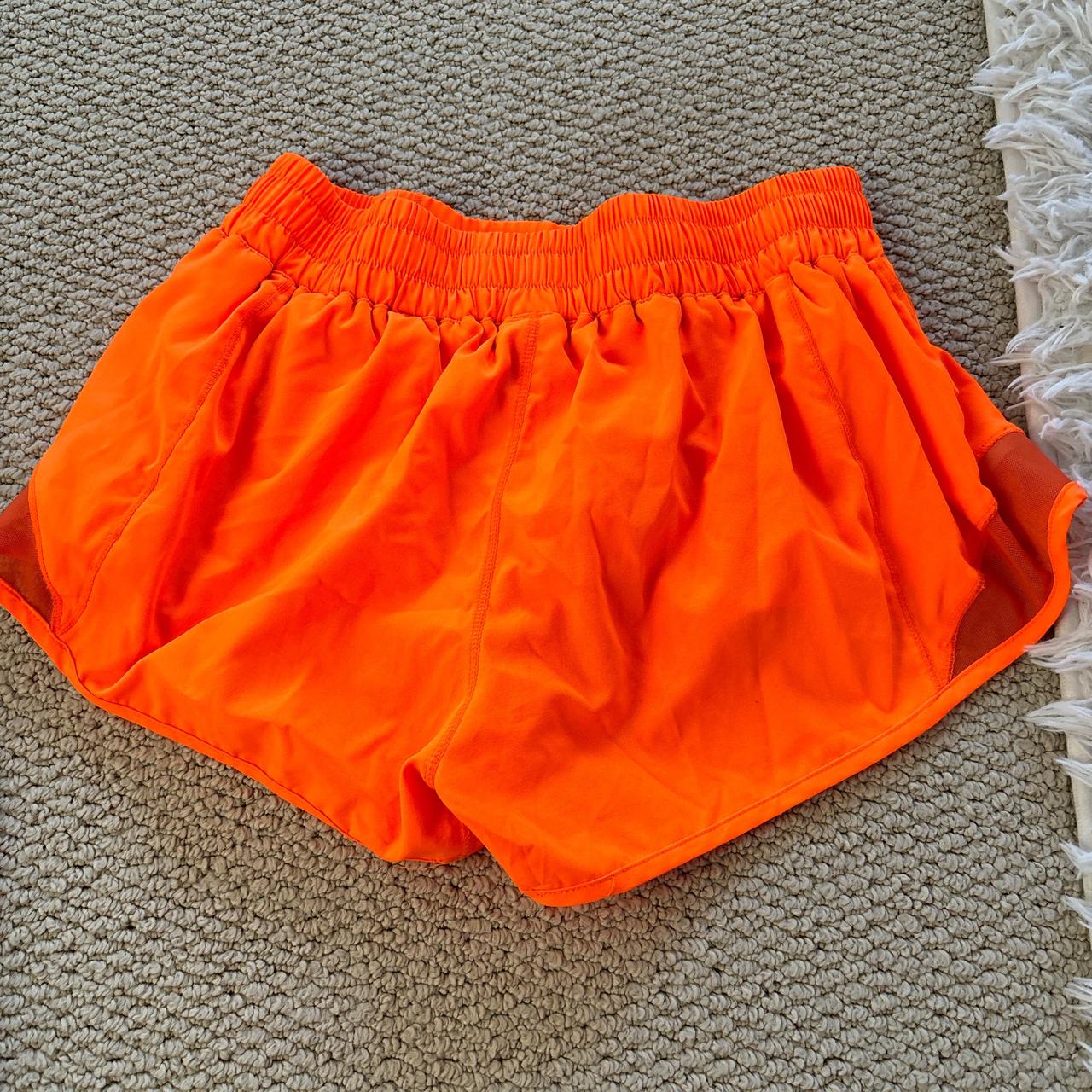 neon orange workout shorts size 6 but fit like a s/xs - Depop
