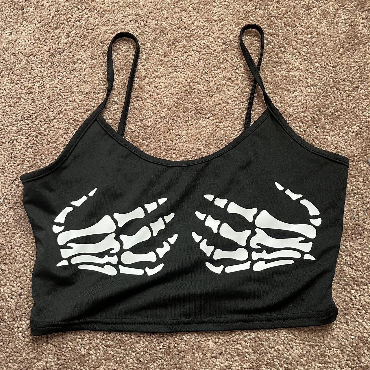Barely worn Cute skeleton crop top Brand shein... - Depop