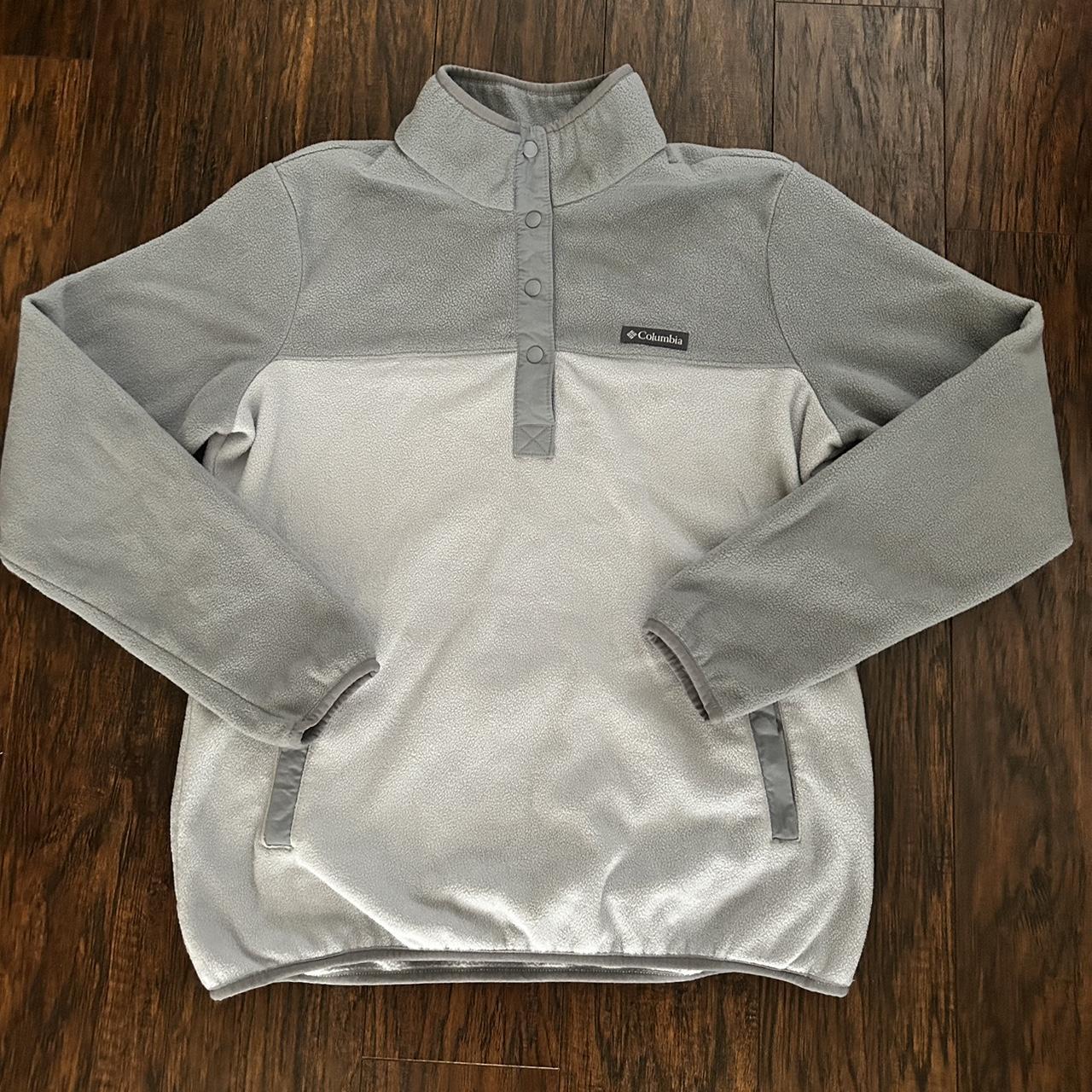 Grey Columbia Button up Jacket Fleece Size L tag but... - Depop