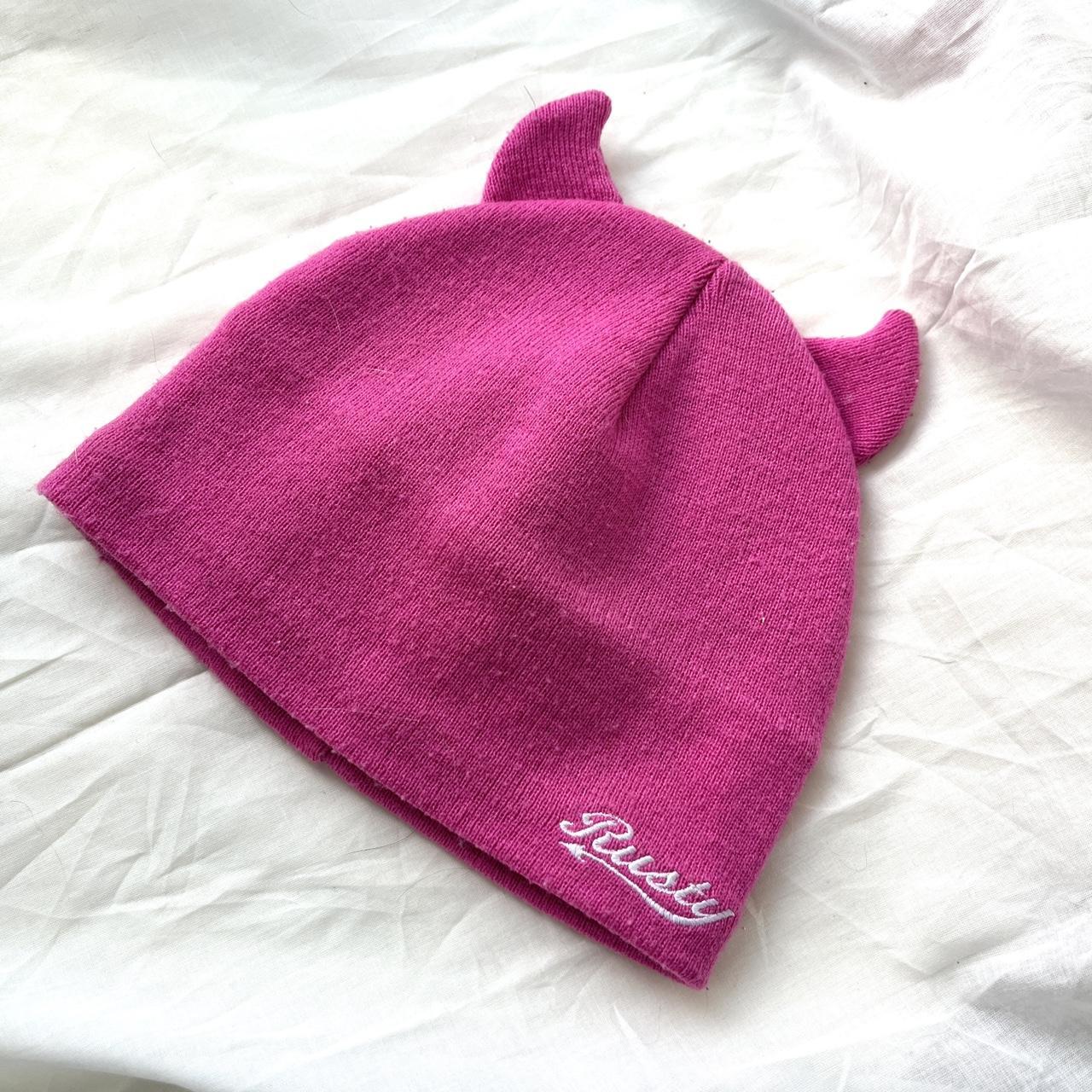 Vintage Rusty Devil Beanie in Pink with fleece... | Depop
