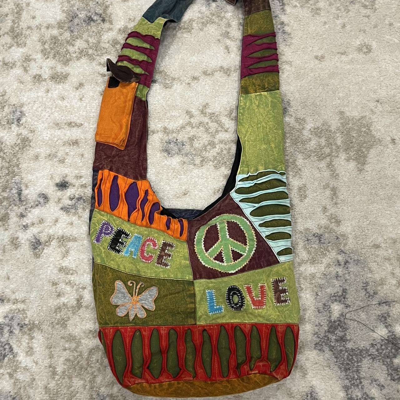 Patchwork shoulder bag Multi-coloured hues #hippie... - Depop