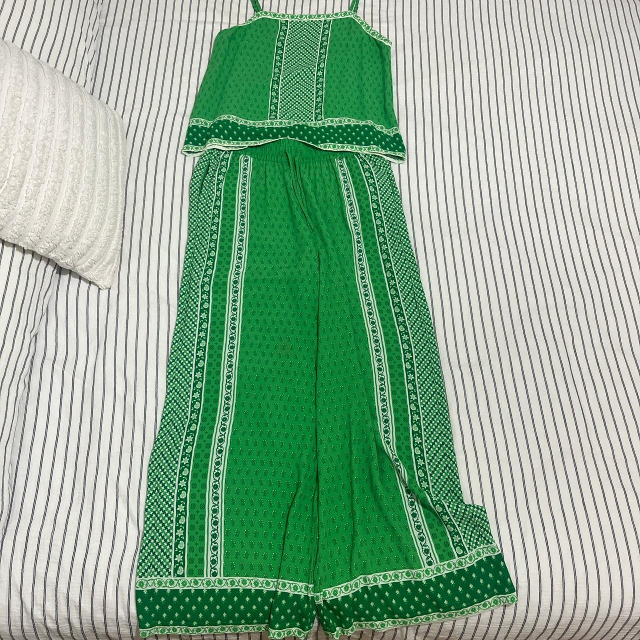 Green Sportsgirl Top And Pant Set Size 10 Worn Once Depop