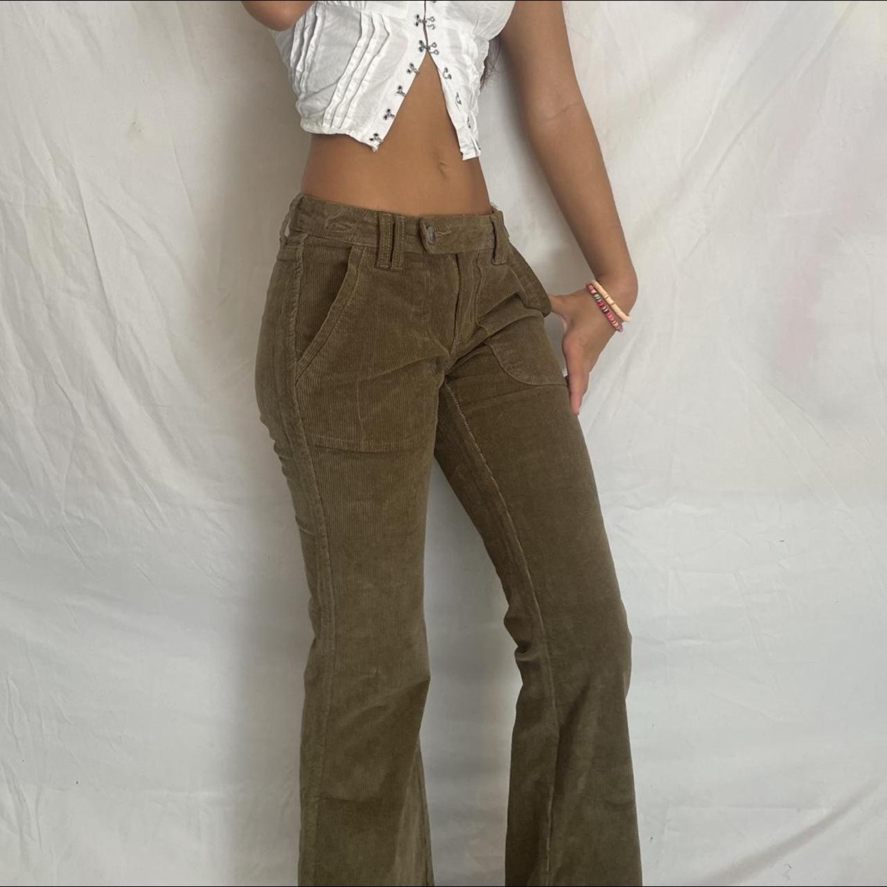Low rise 2000s style corduroy flare pants ☁️size... - Depop
