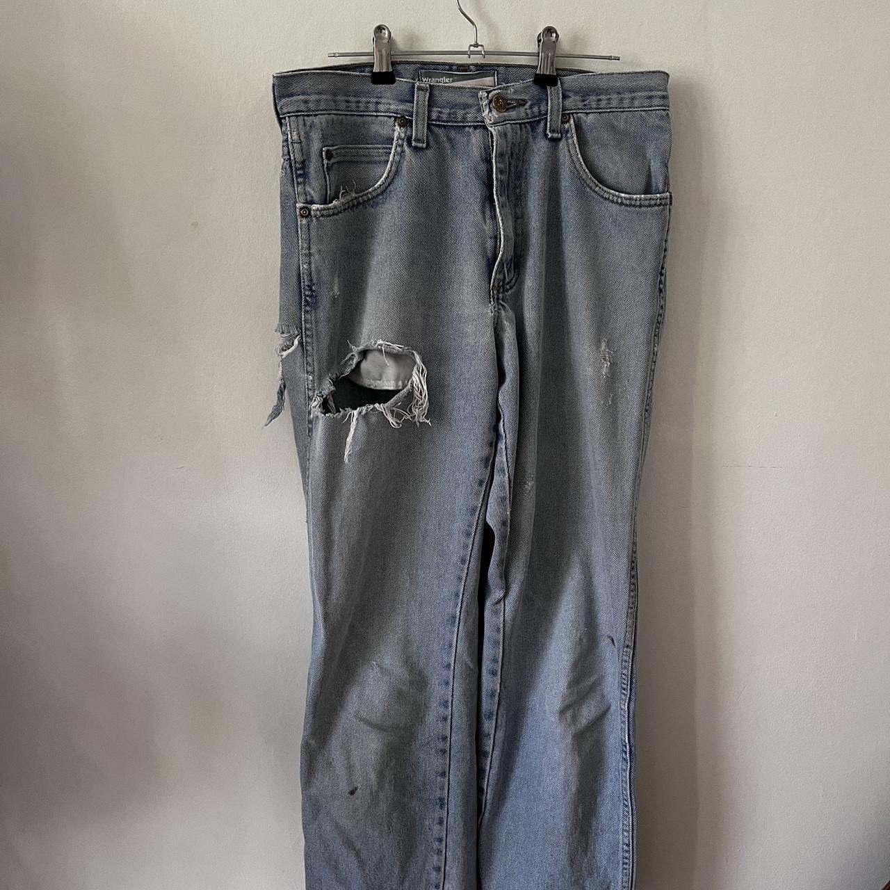 wrangler skate ripped denim jeans - Depop