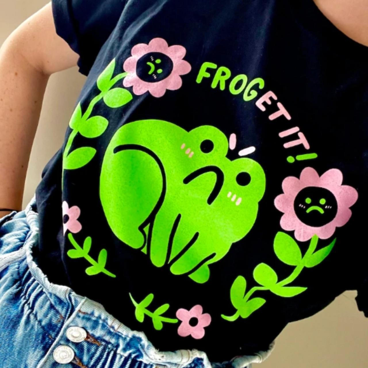 Froget It T-shirt cute black frog illustrated screen... - Depop