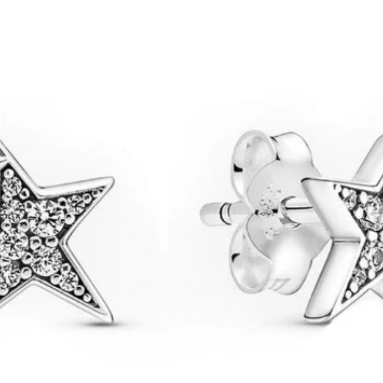 Pandora Sterling Silver Stars Stud Earrings... - Depop