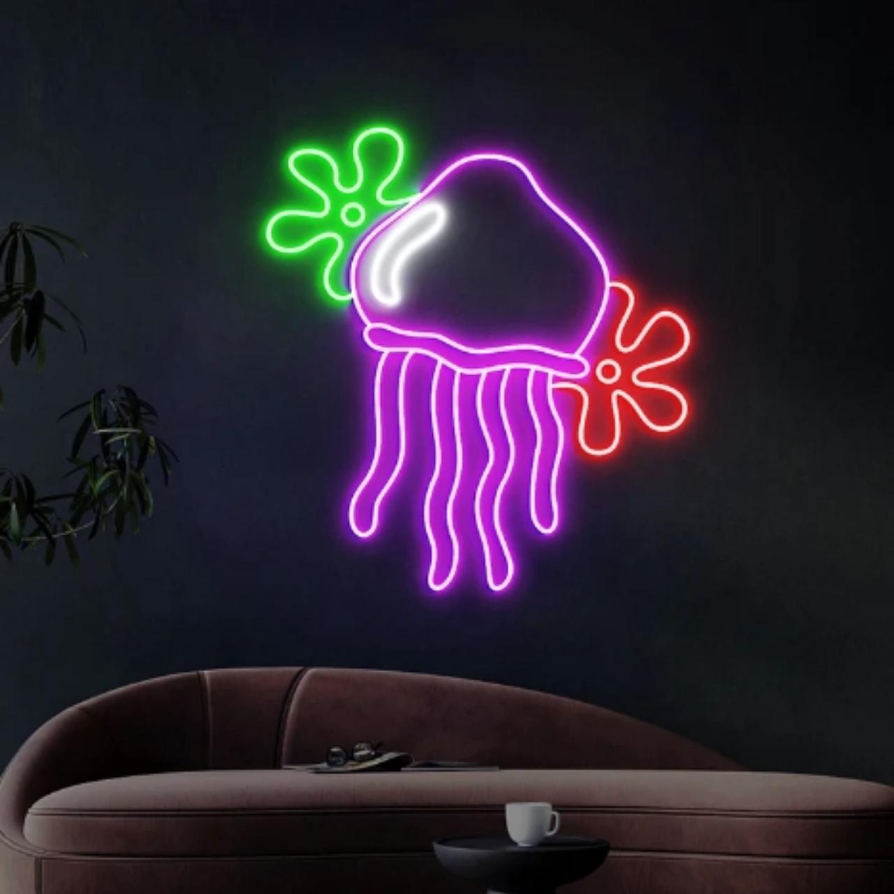 Jellyfish Neon sign, Custom Spongebob Flower Neon... - Depop