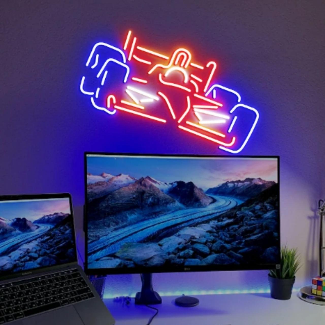 Race Car Neon Sign, Racing Car Neon Sign, Neon Sign... - Depop