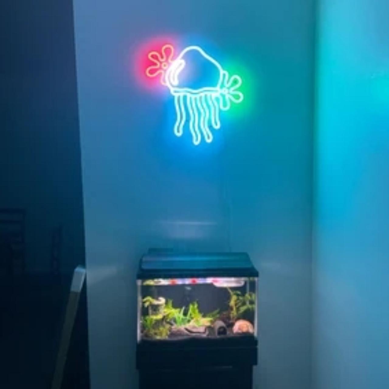 Jellyfish Neon sign, Custom Spongebob Flower Neon... - Depop