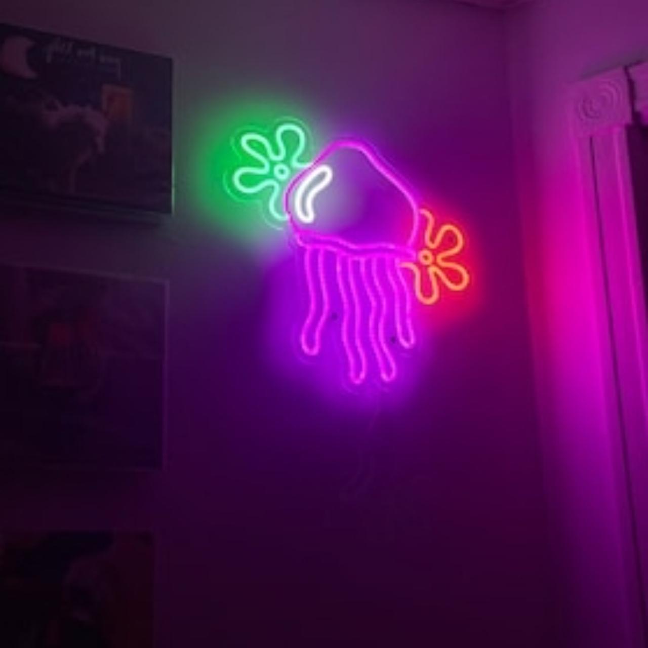 Jellyfish Neon sign, Custom Spongebob Flower Neon... - Depop