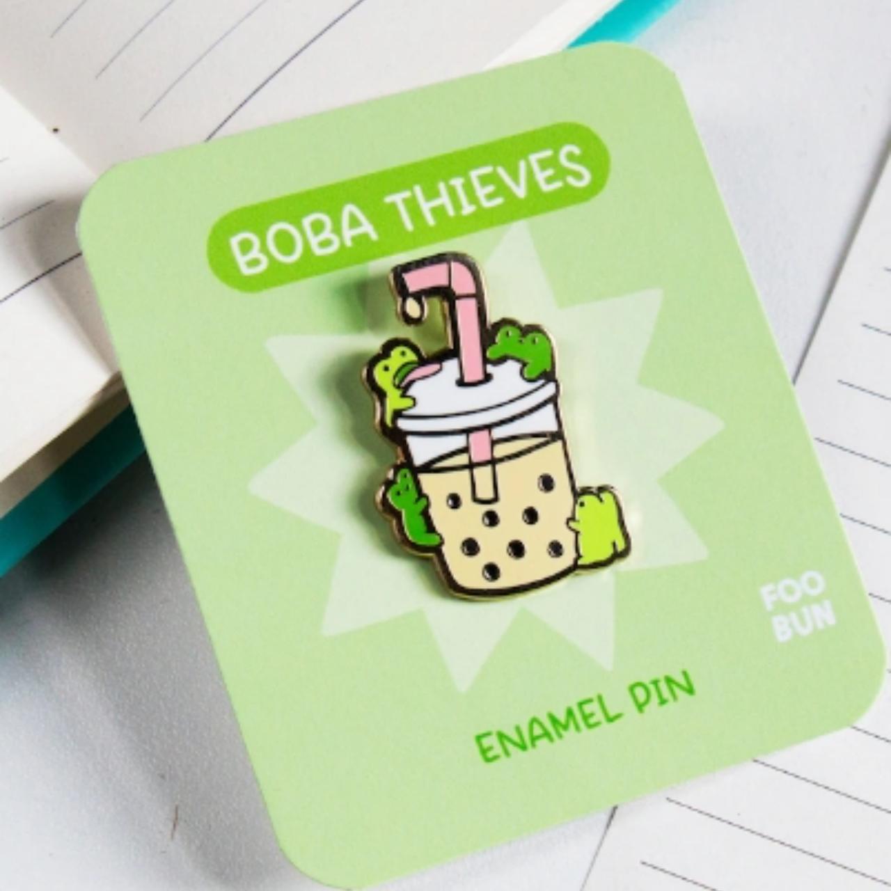 Frog Boba Pin - Cute Enamel metal Pin badge... - Depop