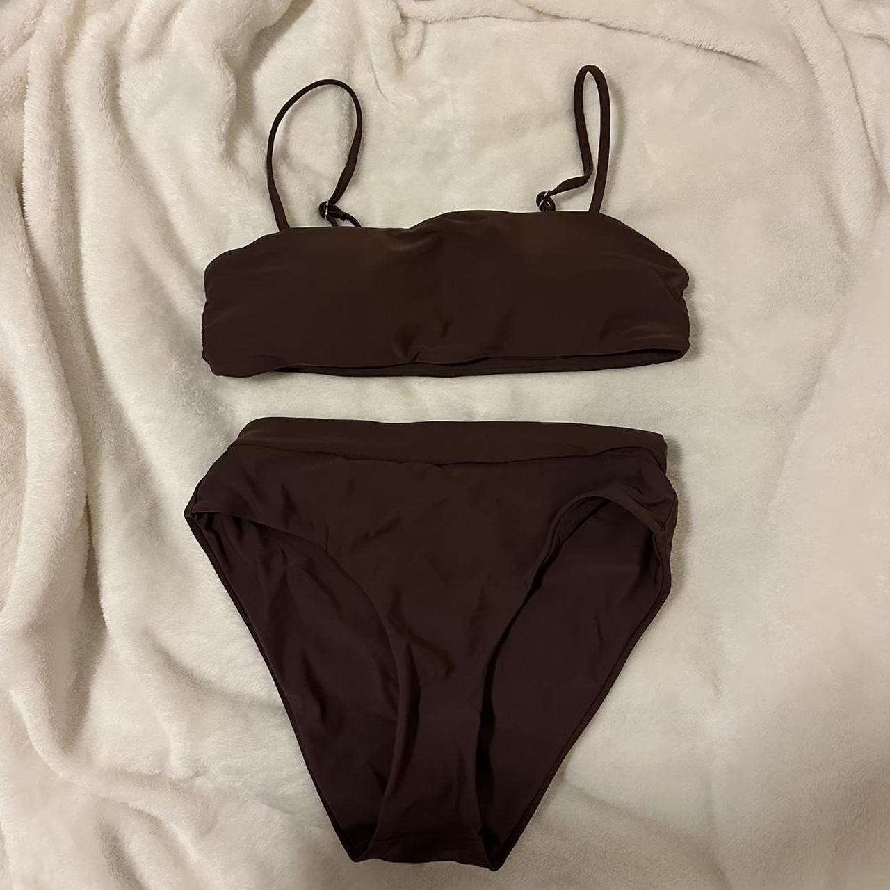 brown bathing suit set never worn too big for... - Depop
