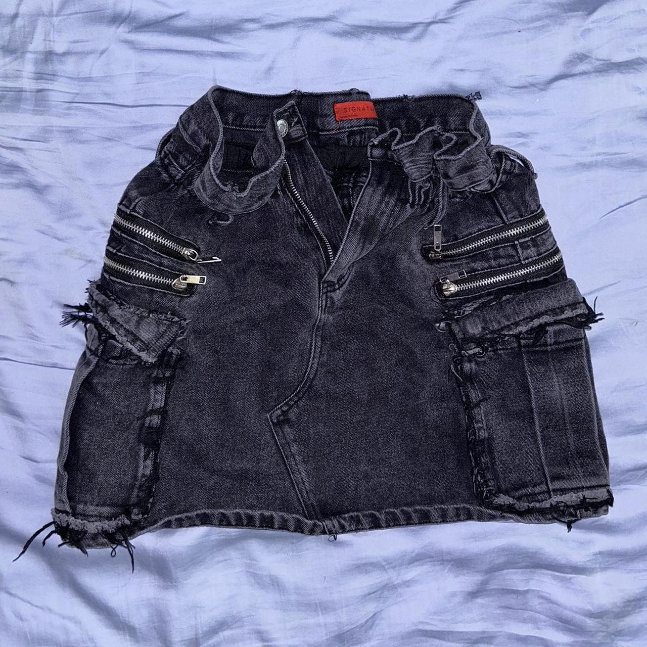 vintage paperback denim cargo skirt with... - Depop