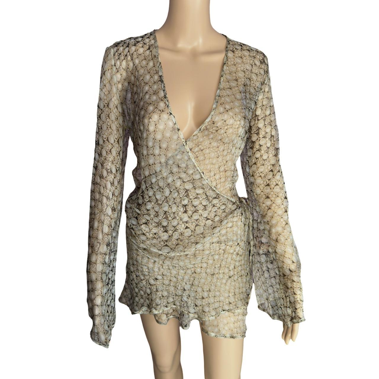 Vintage Roberto Cavalli sheer animal print wrap... | Depop