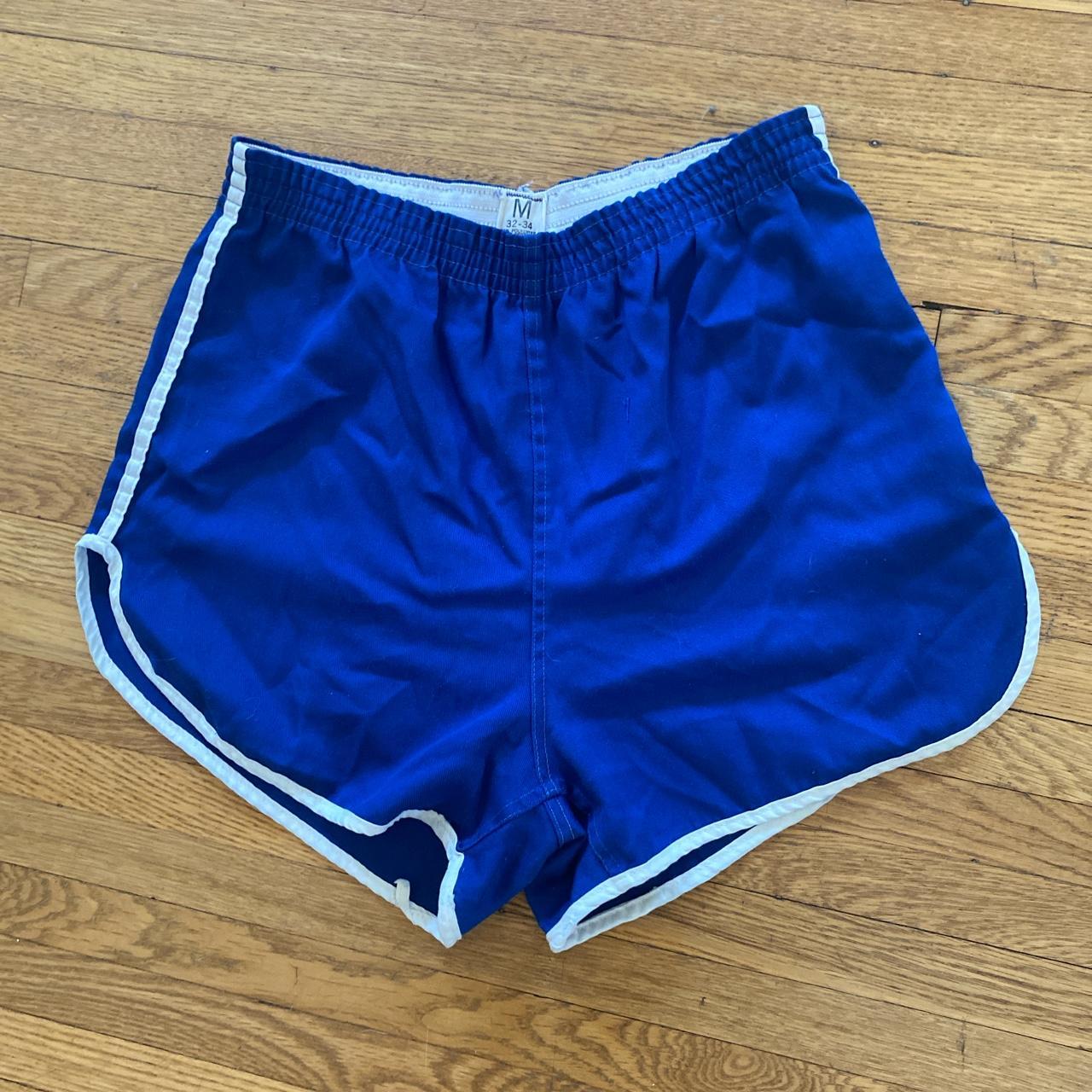 vintage 70’s/80’s athletic hot shorts royal blue... - Depop