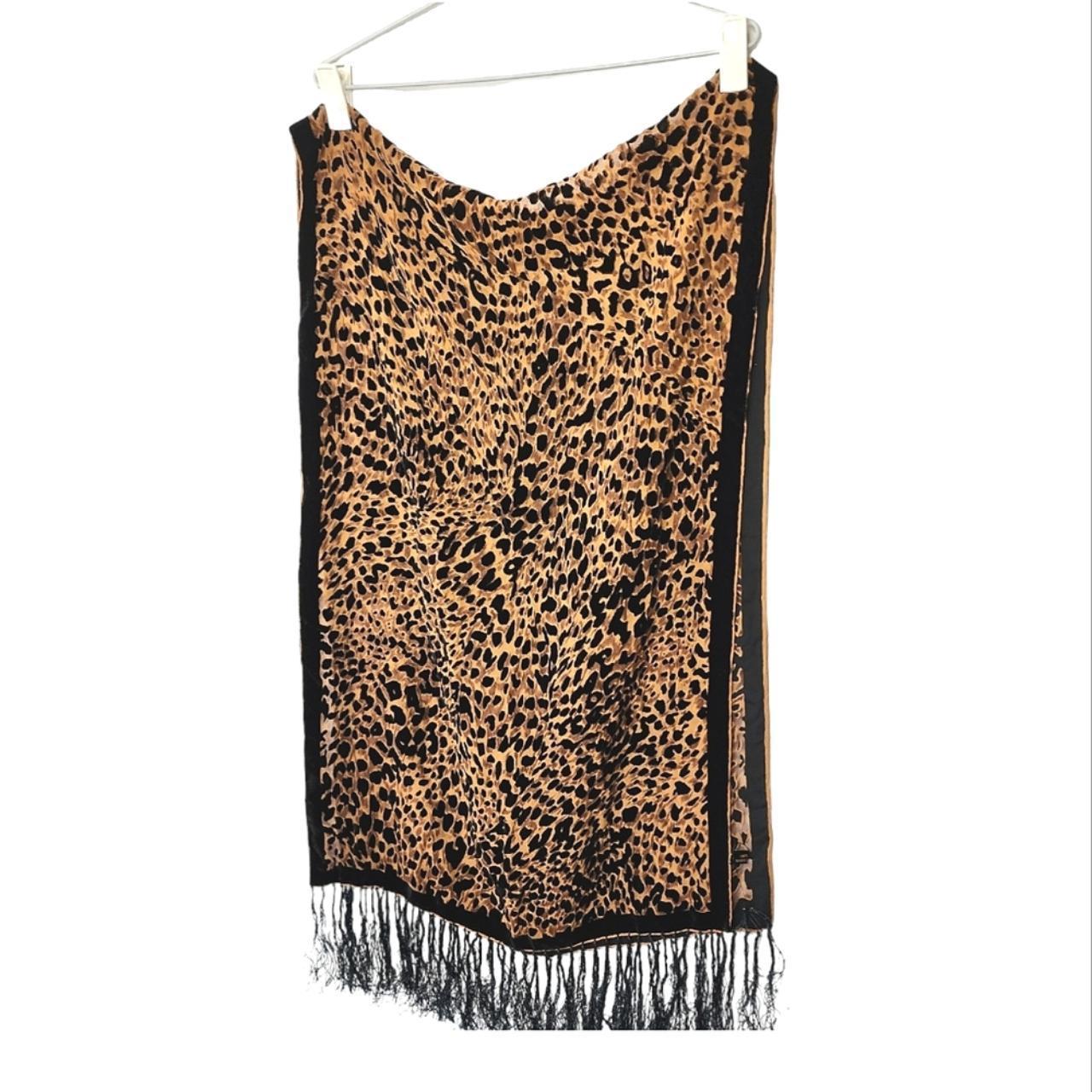 Pure silk scarf chiffon & velvet leopard print... - Depop