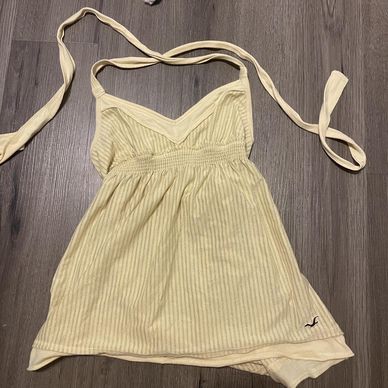 Yellow and white glittery lining halter top from old... - Depop