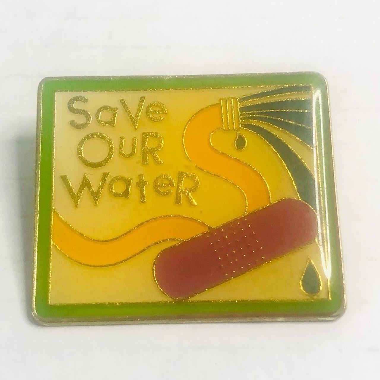 Vintage 1980s. “Save Our Water” Enamel Pin. Brooch.... - Depop